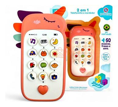 Telefone Infantil Baby 2 E 1 Mordedor Musical E Luz + 50sons - hyper Club - Sons e Fala ...