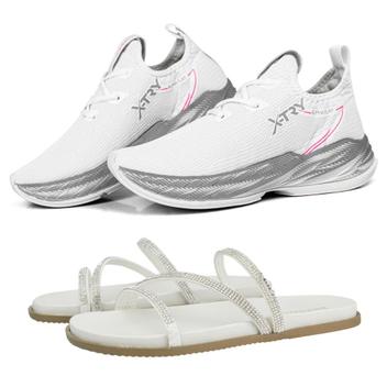 Tênis Feminino Confortável + Sandália Rasteira com Strass Branco - Xtry ...