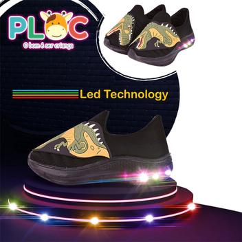 Tênis infantil led luzinha calce facil estilo meia personagens - PLOC ...