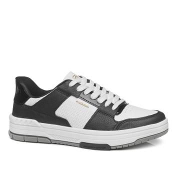 Tênis Pegada Feminino em Couro Preto e Branco 212602-04 - Tênis ...