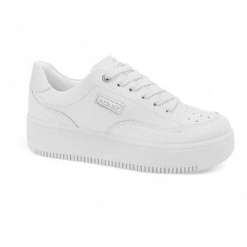 Tênis Quiz Casual Plataforma Branco Com Cadarço Feminino - Tênis ...
