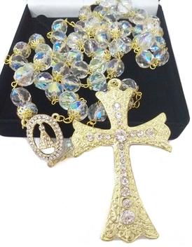 Terço Noiva Cristal Boreal Tcheco Banho Ouro 12mm Aparecida ...