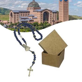 Terço Religioso Catolico Perola Azul Com Caixa Mdf Mãe - Coisas Para o ...