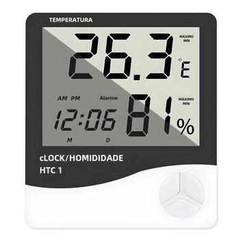 Termômetro e Higrômetro Digital HTC-1/HTC-2 com Relógio - Monitor de ...