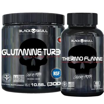 Thermo Flame 60 Caps + Glutamina Turbo 300g Black Skull - Termogênico ...