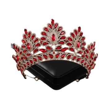 Tiara Barroca De Cristal Vermelho, Coroa De Strass, Diadema De Noiva, Acessórios De Cabelo Para ...