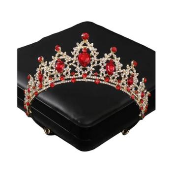Tiara Barroca De Cristal Vermelho, Coroa De Strass, Diadema De Noiva, Acessórios De Cabelo Para ...