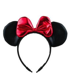 Tiara Preta Orelhas Laço Vermelho Minnie 20X25Cm - Taimes - Tiara ...