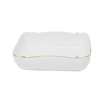 Tigela de porcelana retangular borda dourada 14,5X9,5X4CM - RIO TIJUCA ...
