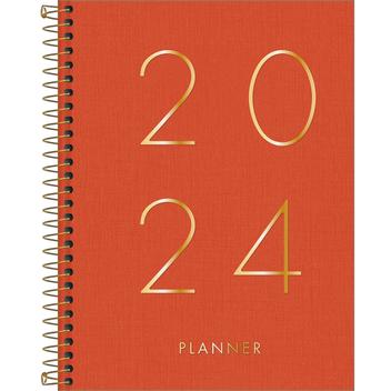 Tilibra - Planner Executivo Espiral 17,7 x 24 cm Lume 2024 - Laranja ...