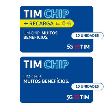 TIM Chip Kit 20 unidades: 10 sem recarga e 10 com recarga - Chip de ...