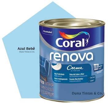 Tinta Coral Renova Paredes e Tetos Azul Bebê 800ml - Tinta para Parede ...