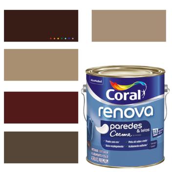 Tinta Para Parede Acrílica Coral Renova Cor Marrom 3,2l Lavável Premium ...