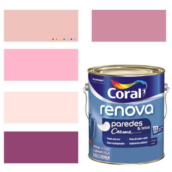 Tinta Para Parede Acrílica Coral Renova Cor Rosa 3,2l Lavável Premium ...