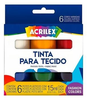 Tinta Para Tecido Acrilex Colors 6 Cores 15ml Pintura Textil - Tinta de ...