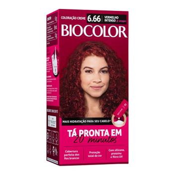 Tintura de Cabelo Biocolor Vermelho Intenso de Arrasar 6.66 - Tinta de ...