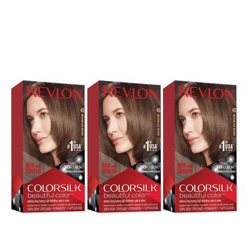 Tintura de Cabelo Revlon Colorsilk 40 - Castanho Cinza Médio (130ml x 3 ...