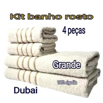 Toalha de Banho azul e bege 4 Peças - Casa e Conforto rosot banho ...