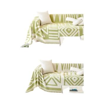 Toalha de Sofá Dupla Face Estilo Boho - Chenille com Borlas - Cobertor ...