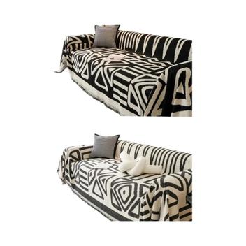 Toalha de Sofá Dupla Face Estilo Boho - Chenille com Borlas - Cobertor ...
