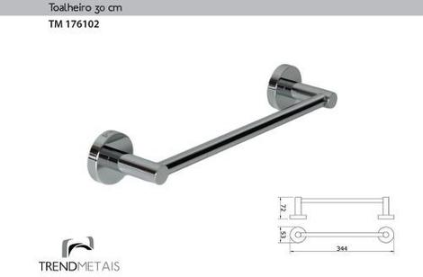 Toalheiro Latão Banheiro Redondo 30cm Trend Metais Tm 176102 ...