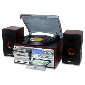 Toca-discos de vinil LoopTone 10 em 1 Bluetooth 3 velocidades prateado ...