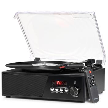 Toca-Discos de Vinil Udreamer com Bluetooth, USB e Rádio FM - Preto ...
