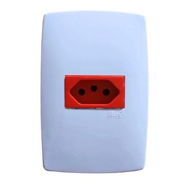 Tomada 220V Com Módulo De 20A Vermelho Com Placa 4X2 Branca - Blux ...
