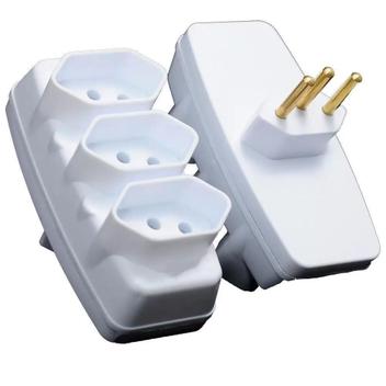 Tomada Adaptador Triplo De 3 Pinos Saída Em Barra - Cerge - Tomadas ...