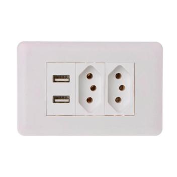 Tomada Branco Universal Usb Dupla Entrada Bivolt - Módulo de Tomada ...