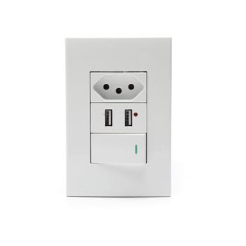 Tomada Com Interruptor E 2 Entradas Usb 10a 023 - Importado - Tomadas ...