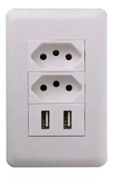Tomada Com Usb Duplo Tomada Dupla 3 Pinos Parede 4 Em 1 - wall socret ...
