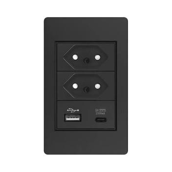Tomada de Energia USB Tipo C Padrão Brasileiro - 10A/20A 250V - Painel ...