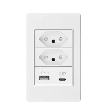 Tomada de Energia USB Tipo C Padrão Brasileiro - 10A/20A 250V - Painel ...