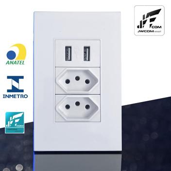 Tomada De Parede Duo Com 2 Entradas Usb Bivolt Conexão Usb Fácil ...