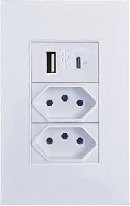 Tomada De Parede Duo Com 2 Entradas Usb e USB-C Bivolt Jwcom - Tomadas ...