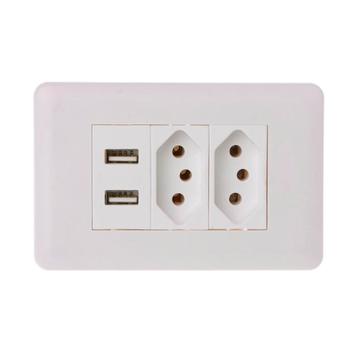 Tomada Múltipla Usb Dupla Parede Bivolt Universal - Módulo de Tomada ...
