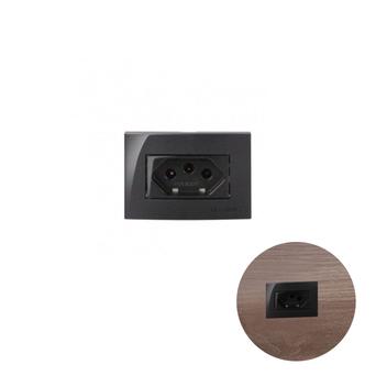 Tomada Simples Preta Para Embutir de 2 Pinos + 1 Terra de 10a E 250v ...