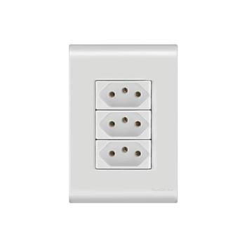 Tomada Tripla 20a/250v Com Placa 4x2 Liz Tramontina - Módulo de Tomada ...