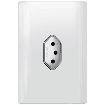 Tomada Universal Vertical 2P+T 10A com Placa 4x2 Branca e Cromada - DC ...