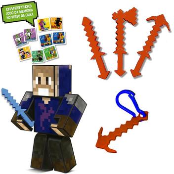 Tonigon Boneco Articulado Minecraft Gamer Skin 15cm Jogo Memória 3 ...