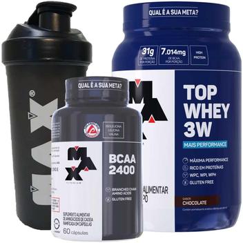 Top Whey 3W 900G + Bcaa Max Titanium Chocolate + Performance - Max ...