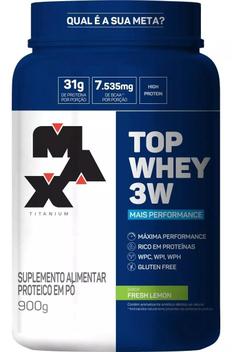 Top Whey 3w Pote Sabor Fresh Lemon 900G Max Titanium - Whey Protein ...