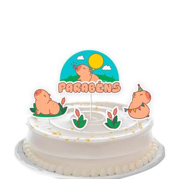 Topo De bolo Festa Capivara Decoração Aniversário 5pçs - Regina - Topo ...