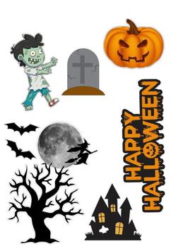 Topo Topper de Bolo Personalizado C/Nome Halloween Terror - Zoom Paper ...