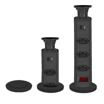 Torre De Tomada Bancada Embutir Retrátil Usb 3 Tomadas Preto - Bmax ...