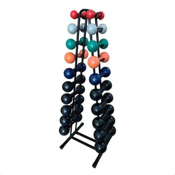 Torre Suporte + Halteres Emborrachados Pares de 1 a 10Kg - BOX INGÁ - Suporte para Halter ...