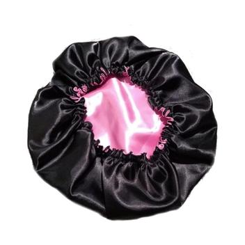 Touca De Cetim Dupla Face Preta Com Rosa Ajustável - Biofios ...