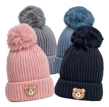 Touca De Frio Infantil Forrada Gorro Ursinho Pompom Criança - Duarte ...