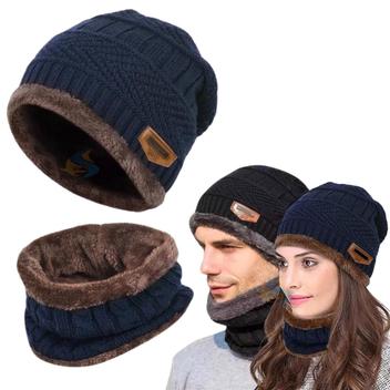 Touca De Inverno Gorro Cachecol Gola Frio Lã Macio Unissex - Store ...